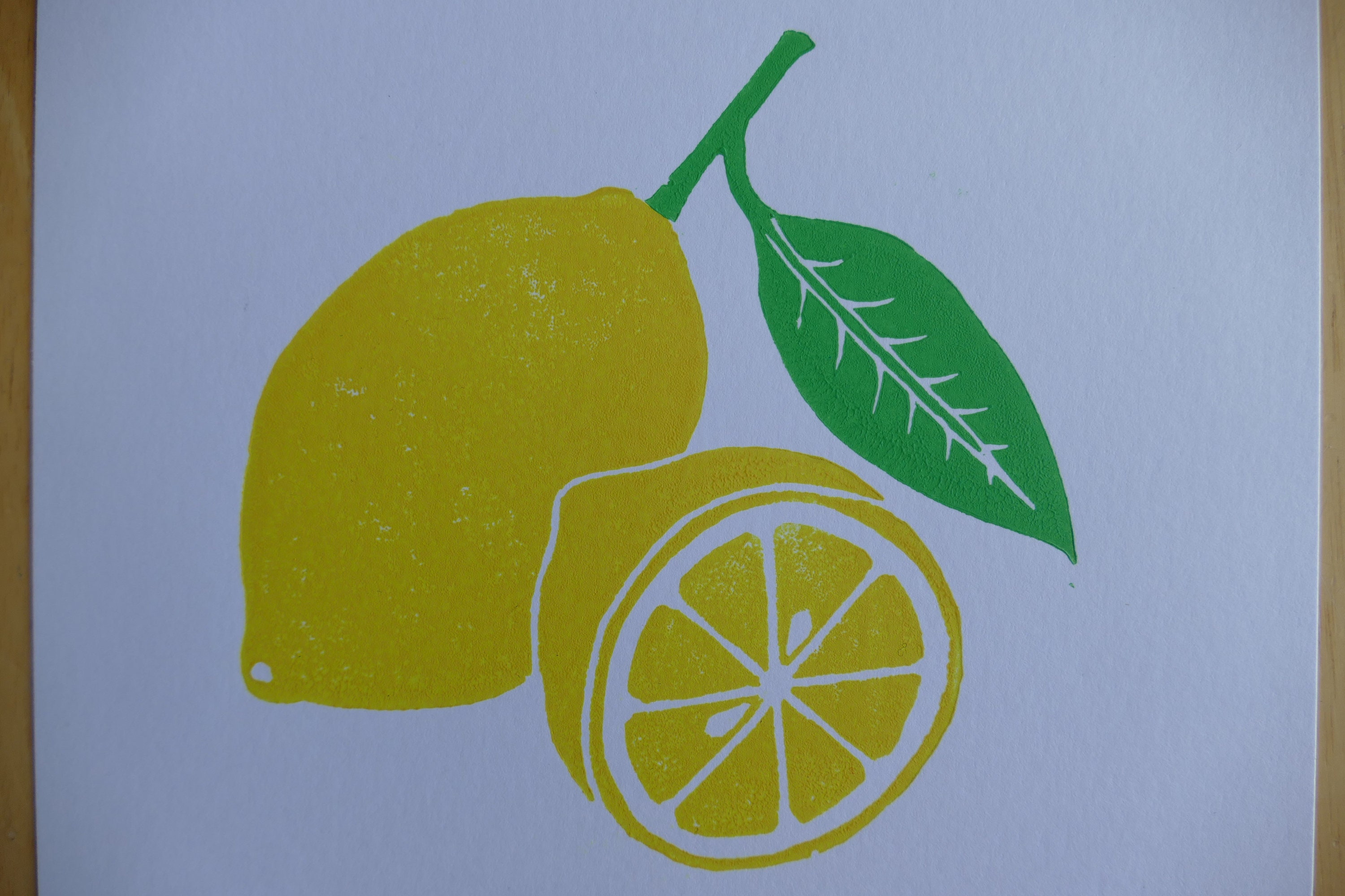6x6" Square Original Linocut Print - "lemon" - Etsy