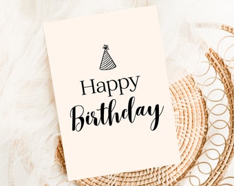 Minimalist Happy Birthday Card Wishes - Digital Instant Download ...
