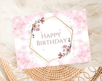 Minimalist Happy Birthday Card Wishes - Digital Instant Download ...
