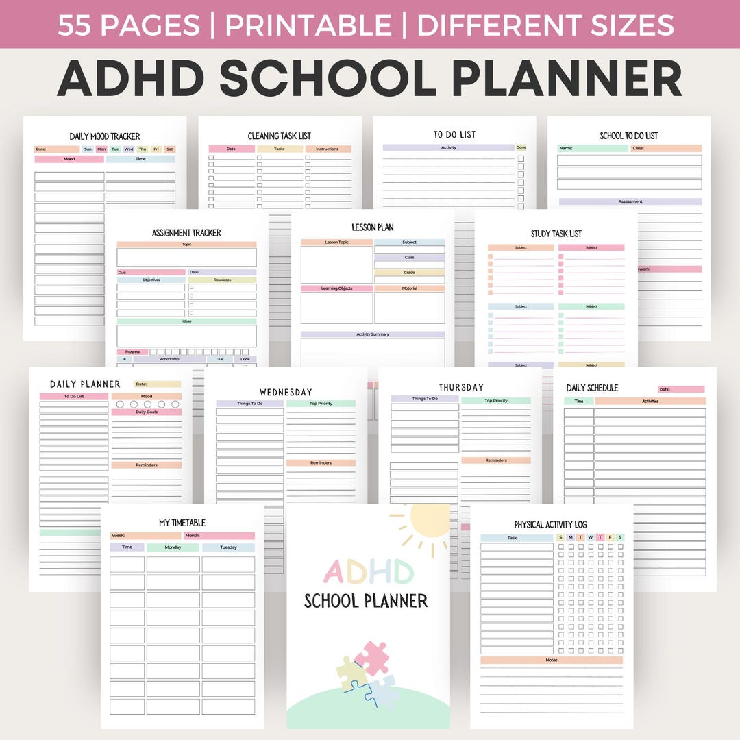 ADHD School Planner | Digital Planner for Students - Teens - Kids ...