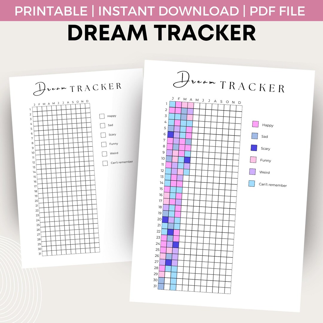 Dream Tracker - Yearly Dream Log - Track Dreams - Sleep Journal - Dream ...
