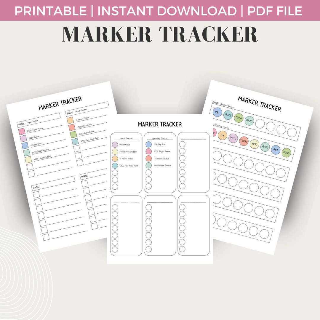 Marker Tracker Printable | Journal Color Coding Log Tool | Digital File ...