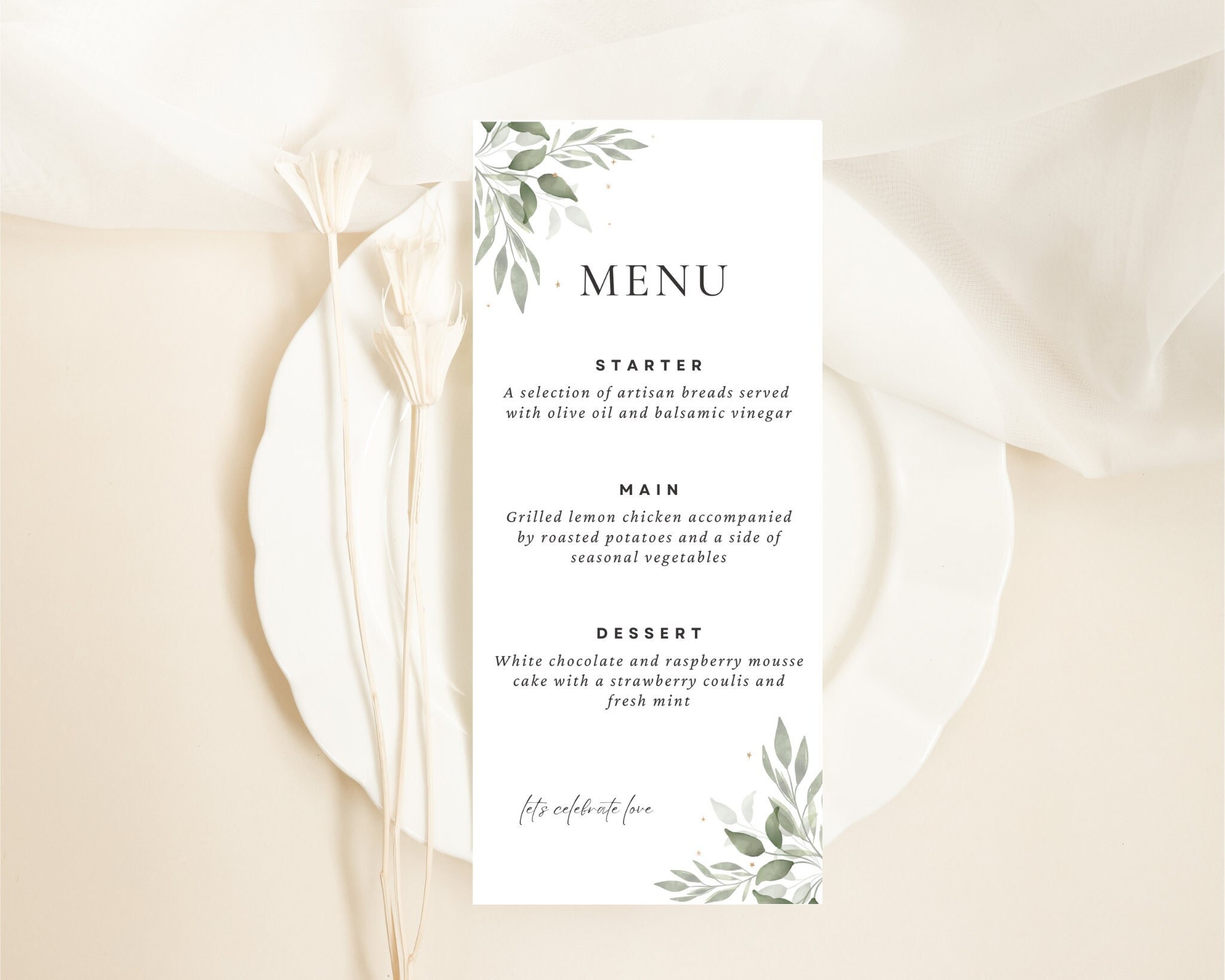 Wedding Menu Template Digital Instant Download Editable - Etsy