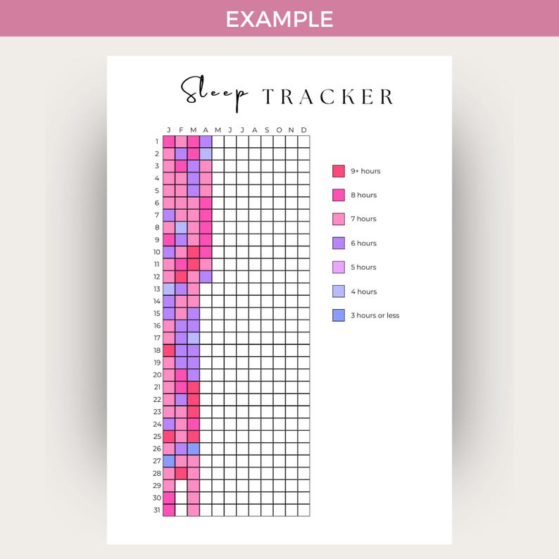 Sleep Log Template - Printable Yearly Sleep Tracker - Track Sleep Hours ...