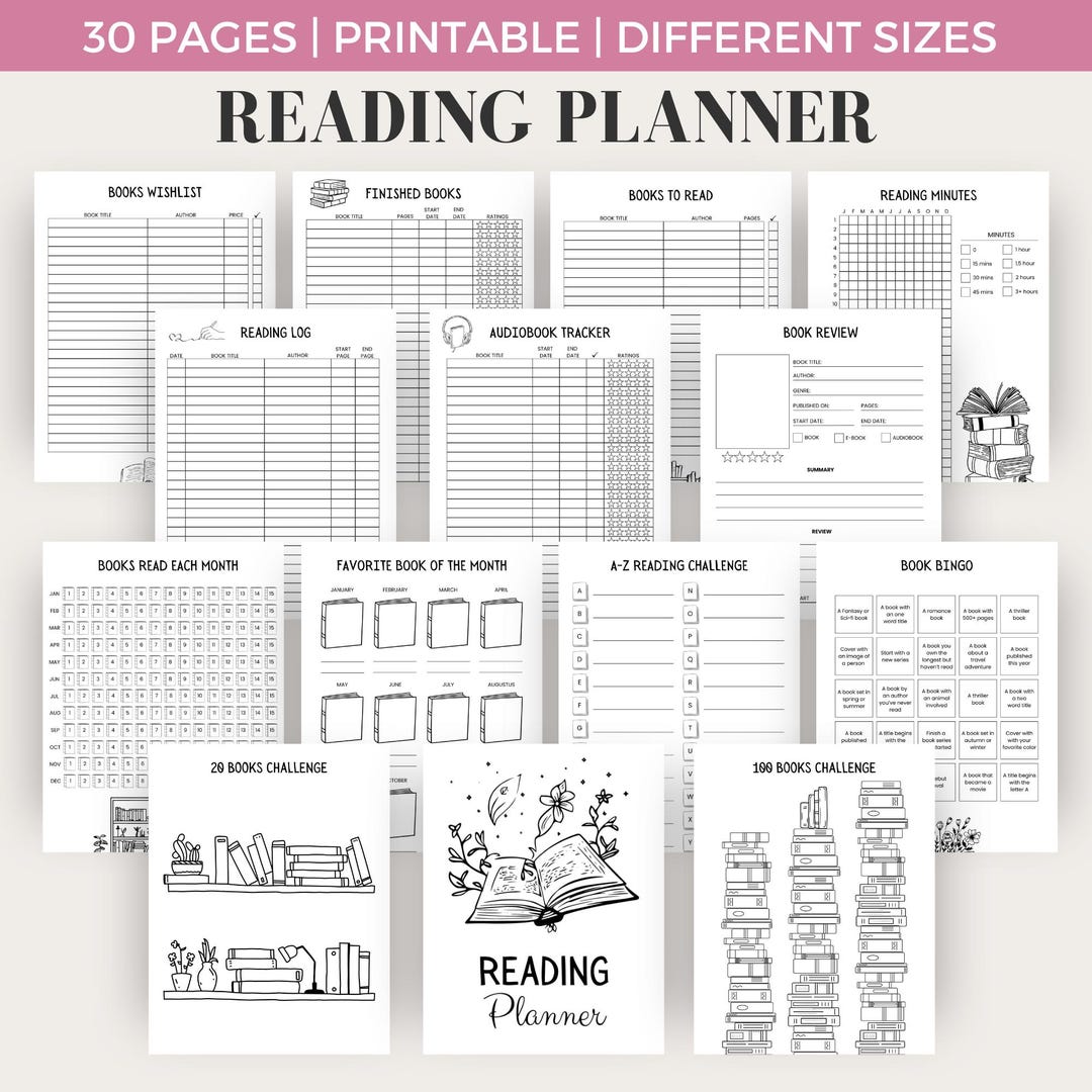 Reading Planner Bundle | Printable Book Reading Journal | Reviews ...