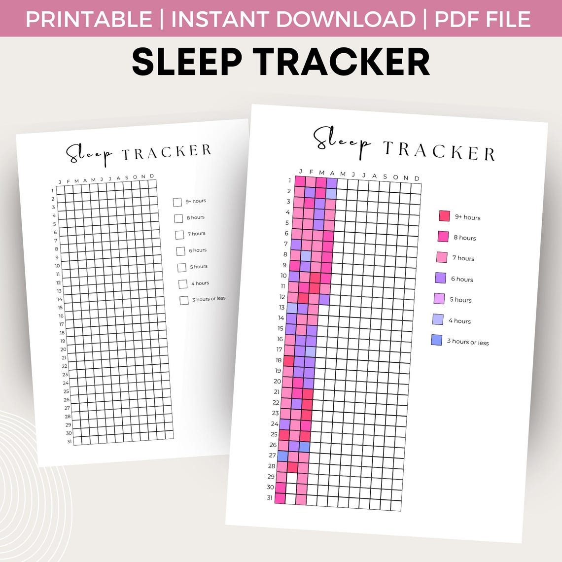 Sleep Log Template - Printable Yearly Sleep Tracker - Track Sleep Hours ...