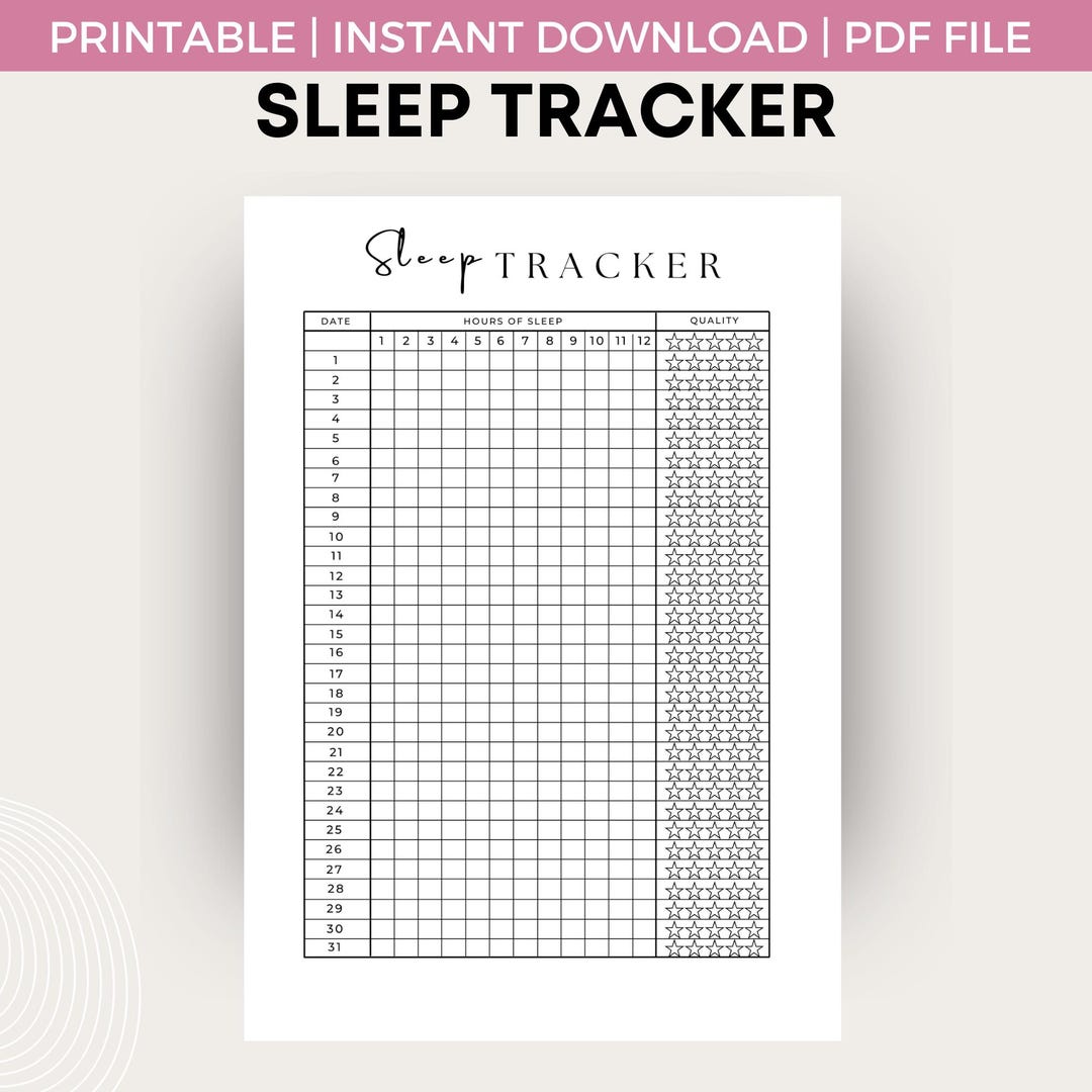 Monthly Sleep Log Template - Printable Sleep Tracker - Track Sleep ...