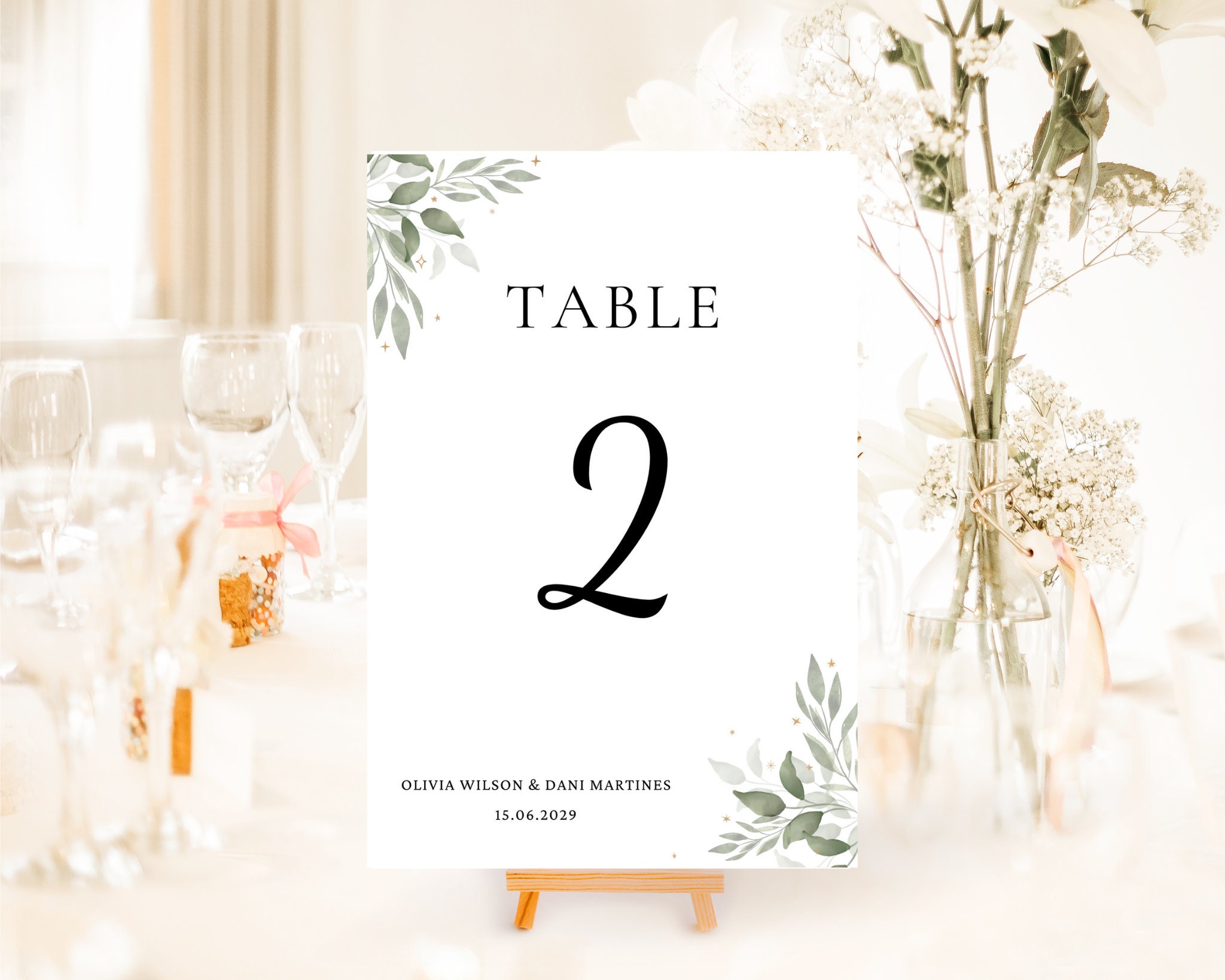 Wedding Table Seat Number Card Template | Digital Instant Download ...