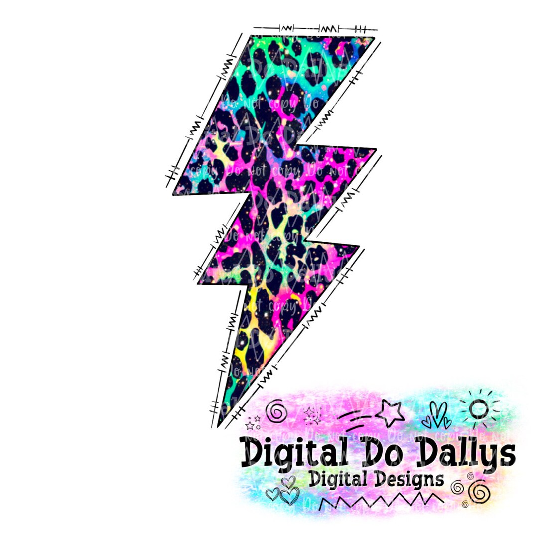 Lightning Bolt Leopard Rainbow Distressed / Digital Download - Etsy