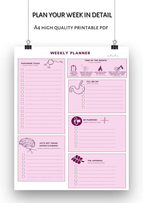 Pastel Pink Anatomy Inspired A4 Weekly Planner/printable and - Etsy