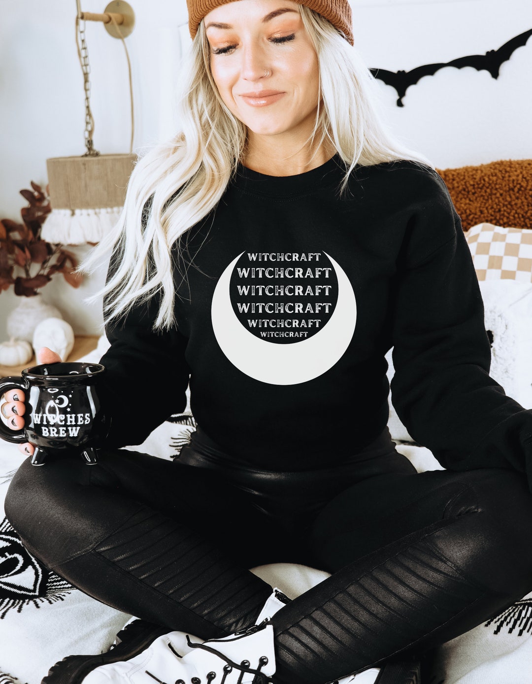 Witchcraft Crescent Moon Sweathshirt, Witchcraft Sweathshirt, Mystical ...