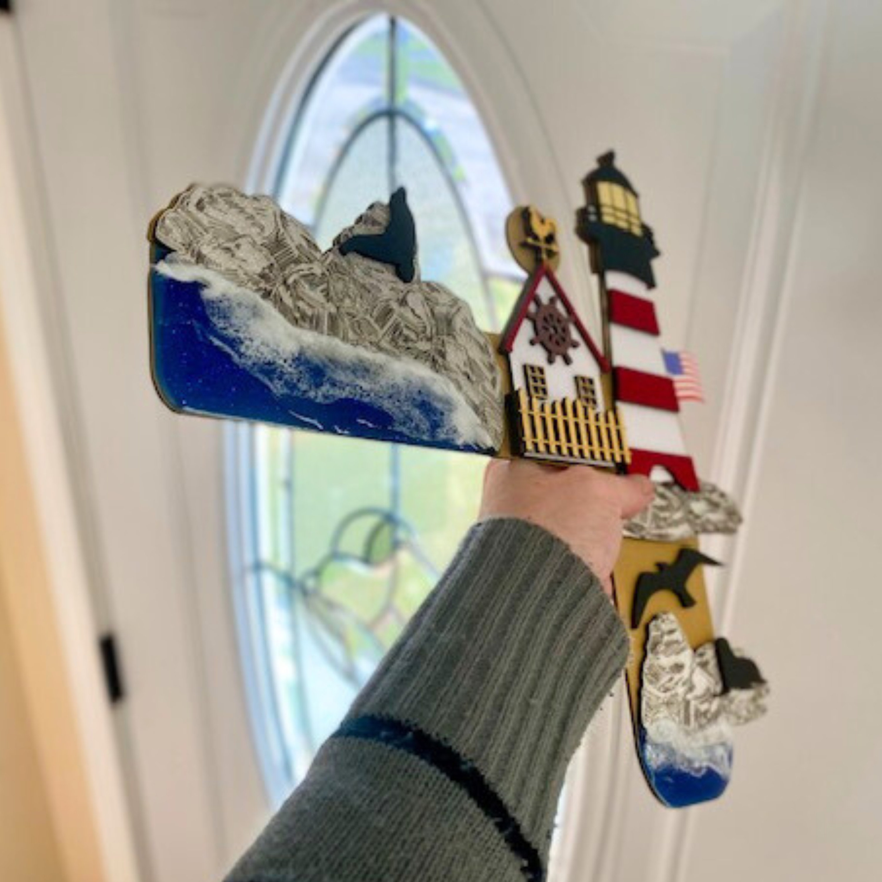 Coastal Lighthouse Door Topper, 3D Ocean Resin, Layered Decor, Laser ...