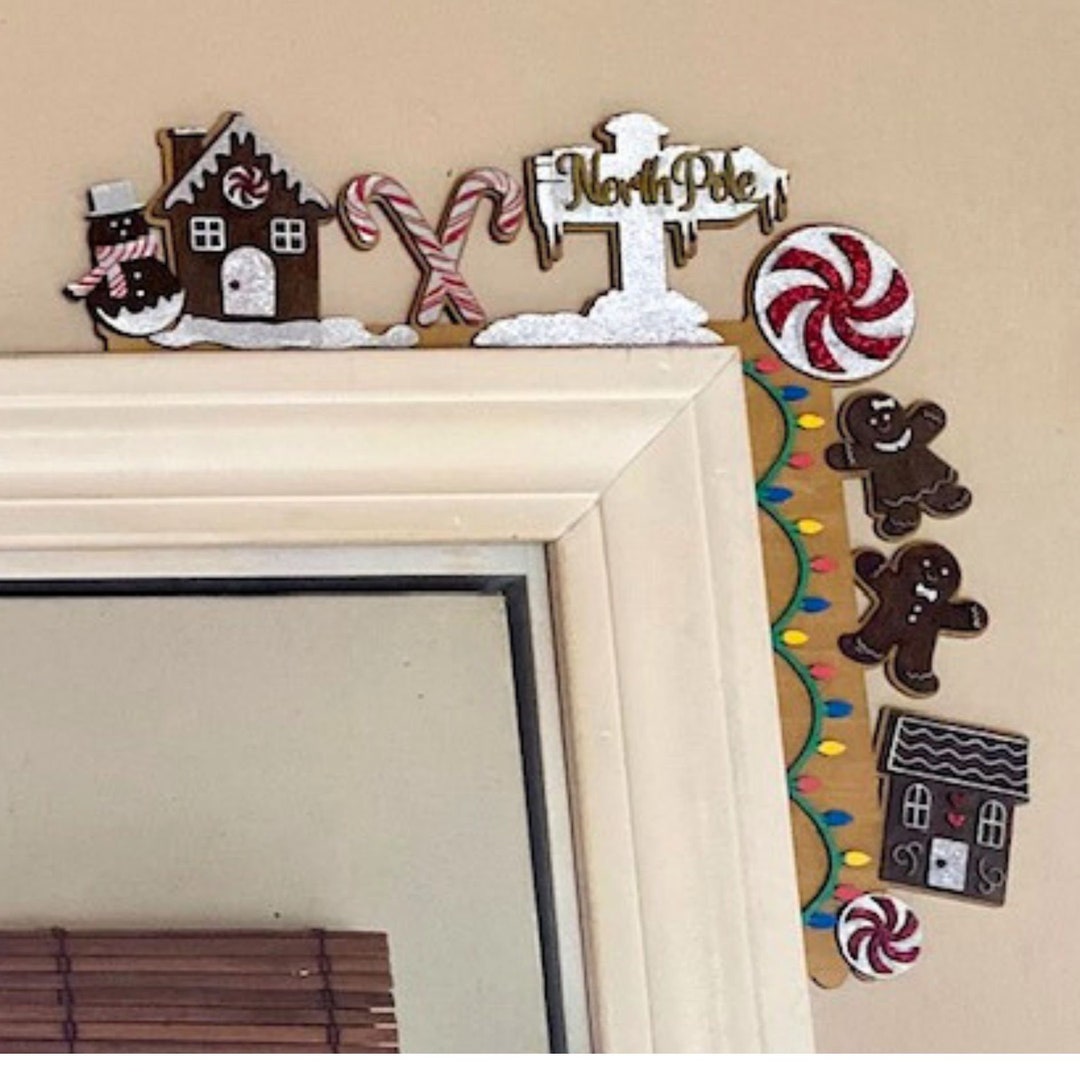 Gingerbread Christmas Decoration, Door Frame Topper, Wooden Corner ...