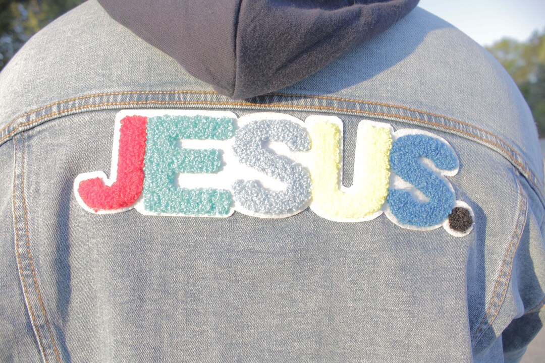 Unisex Jesus Chenille Patch Denim Jacket - Etsy