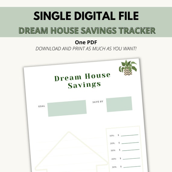 Printable House Savings Tracker Instant Download Savings - Etsy