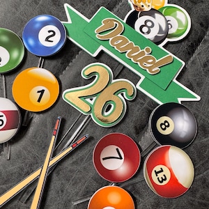 Billiards Cake Topper - Billiards Birthday - Billiards Cake - Billiards ...