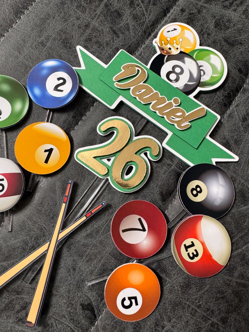 Billiards Cake Topper Billiards Birthday Billiards Cake Billiards Theme ...