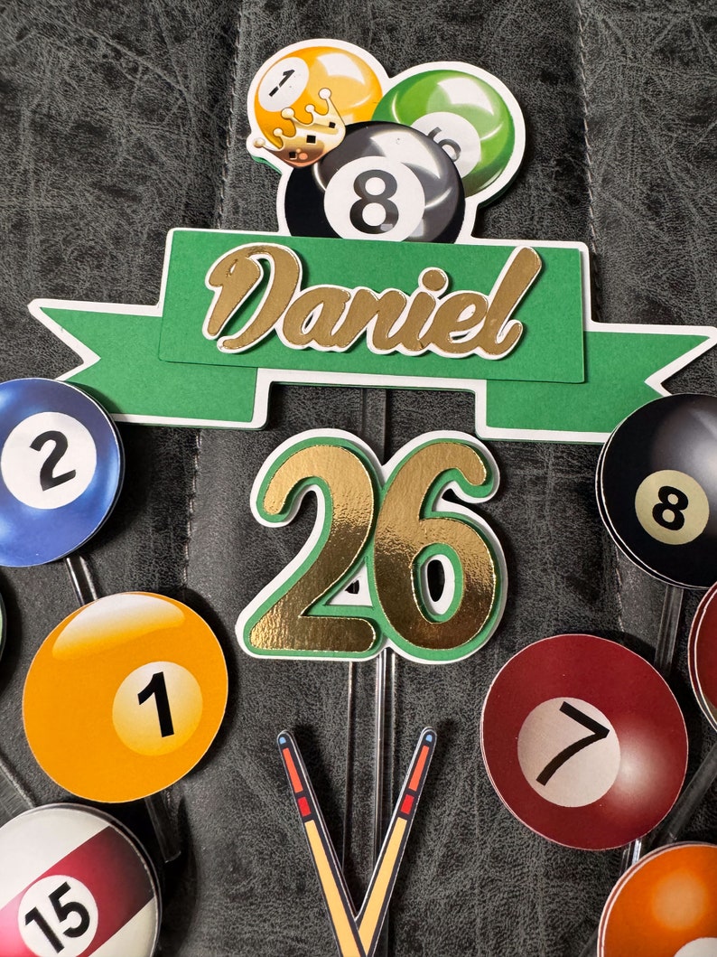Billiards Cake Topper Billiards Birthday Billiards Cake Billiards Theme ...