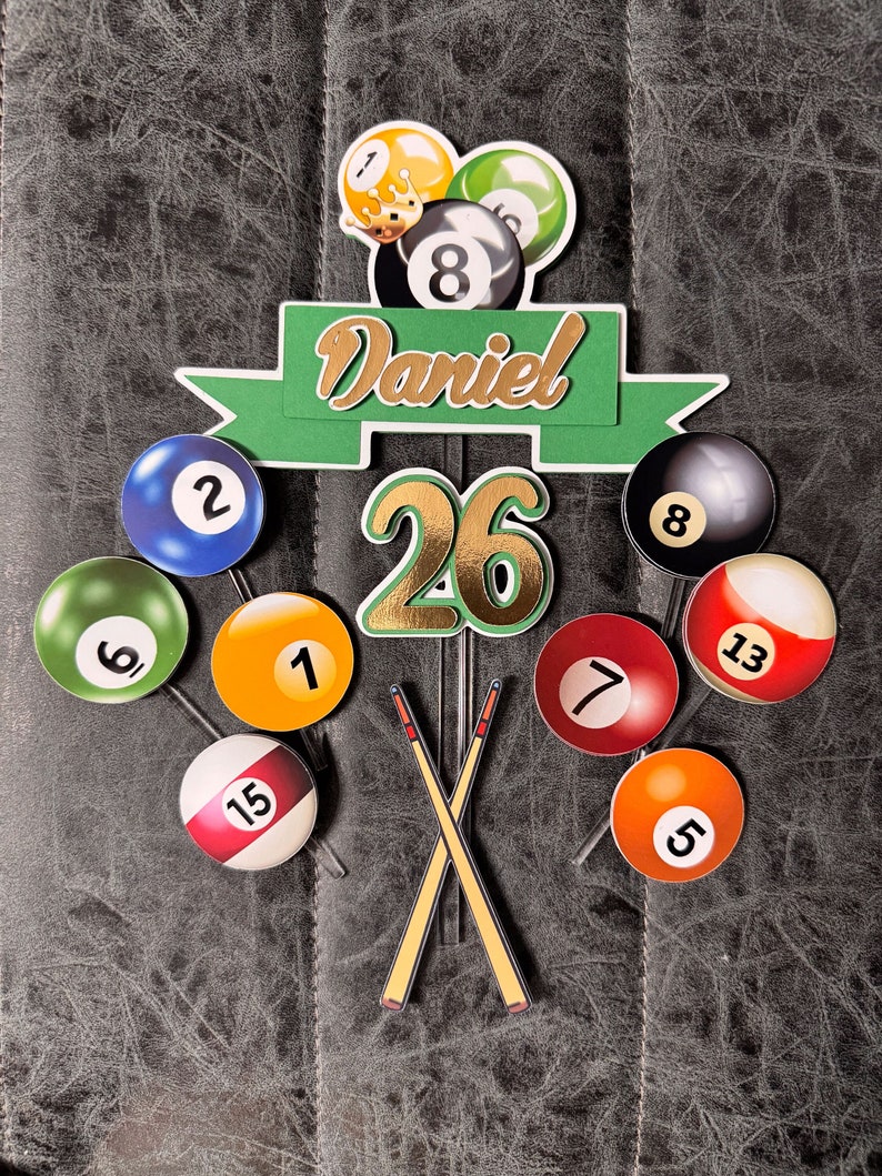 Billiards Cake Topper Billiards Birthday Billiards Cake Billiards Theme ...