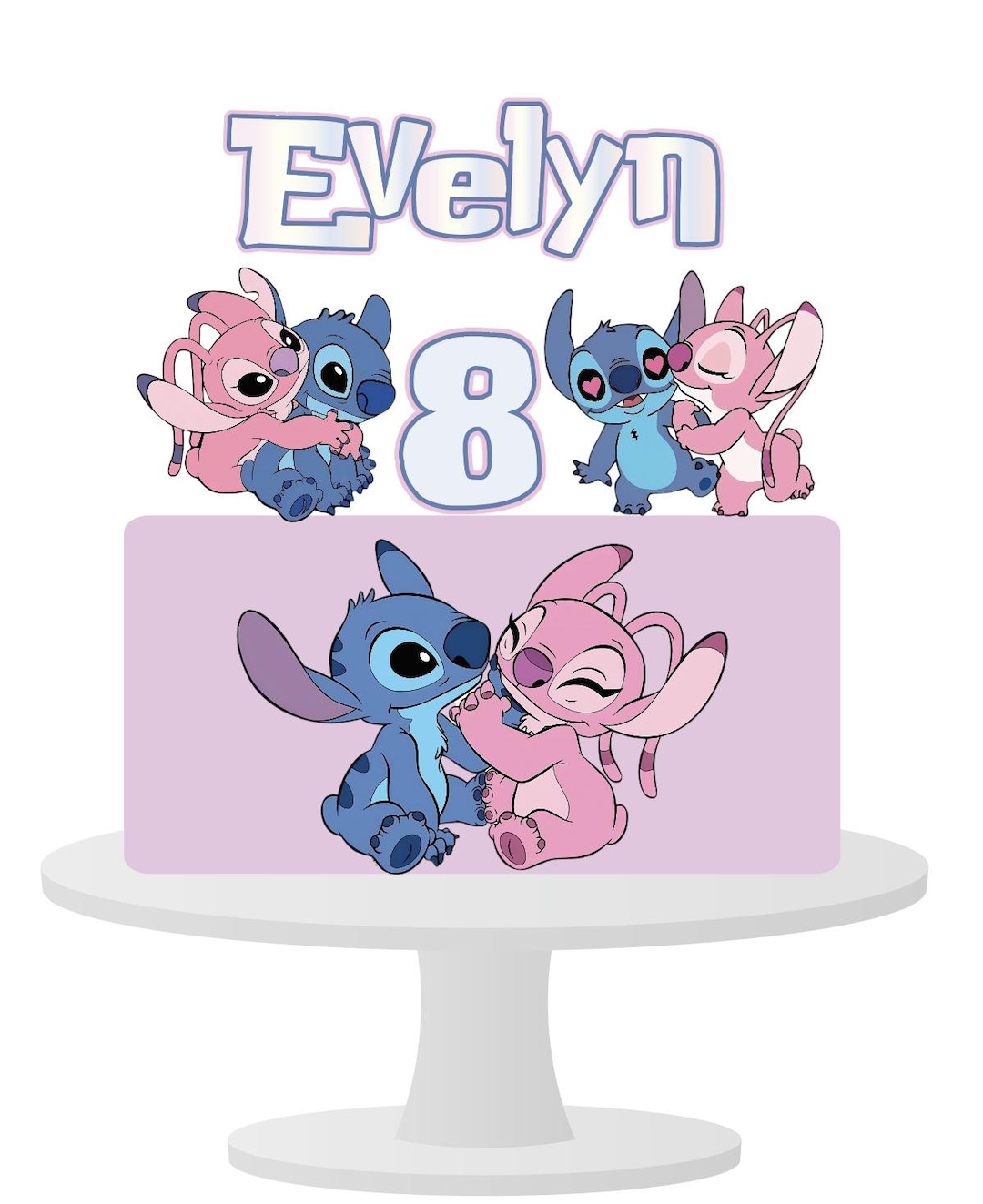 Stitch and Angel Cake Topper - Stitch and Angel Birthday - Stitch and ...