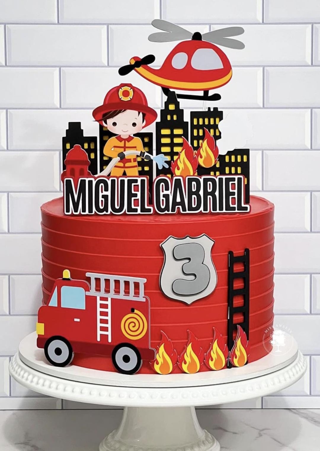 Firefighter Birthday Cake Topper | Personalized Firemen Cake Topper ...