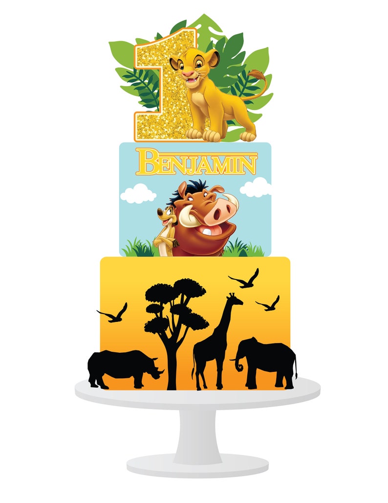Lion King Birthday Cake Topper: Glitter Details, Custom Name & Age - Etsy