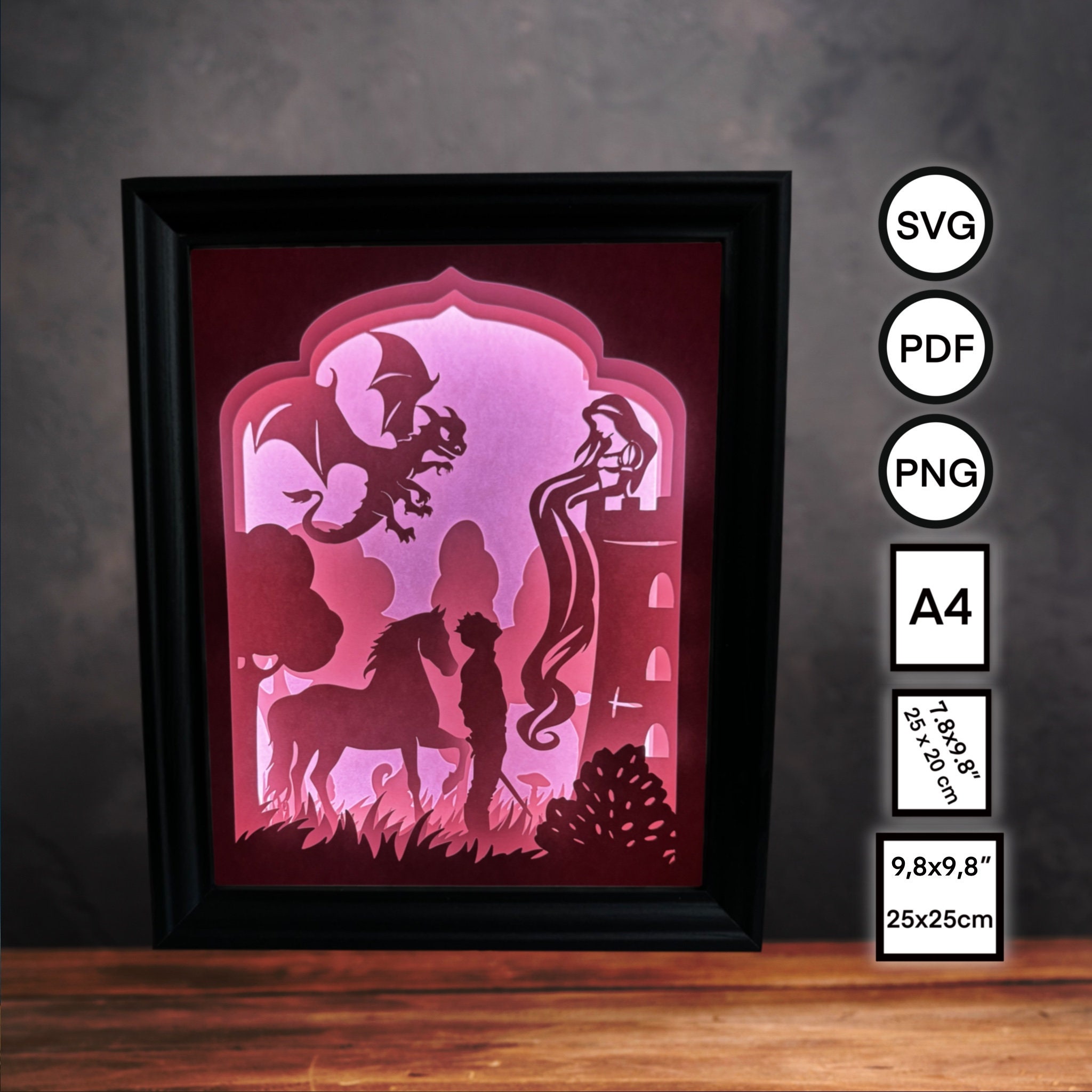 Rapunzel Light Box Templates svg, Pdf, Png - Etsy