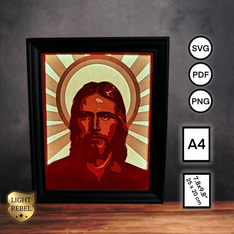 God Jesus Christ Protrait DIY Light / Shadow Box Templates (svg, Pdf ...