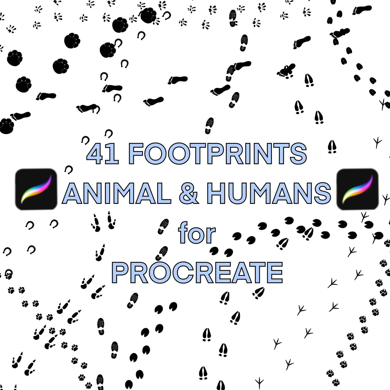 41 ANIMAL and HUMANDS FOOTPRINTS Brushes for Procreate - Etsy