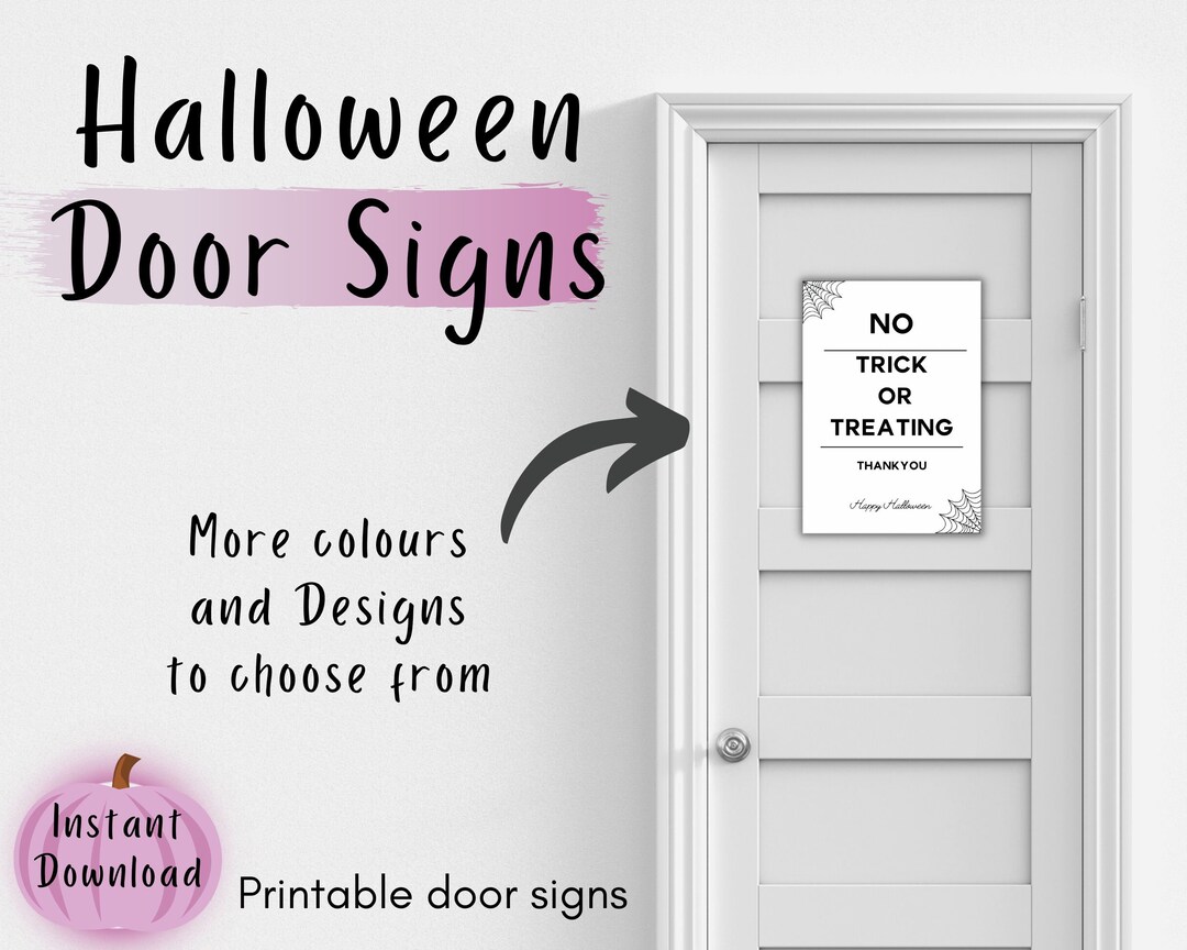 Halloween Door Sign, Trick or Treating Door Sign, Baby Sleeping Door ...