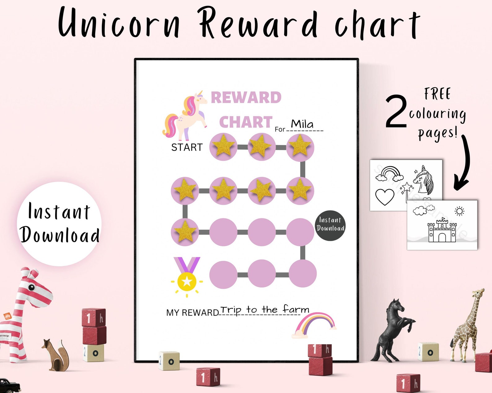 Reward Chart, Printable Reward Chart, Unicorn Reward Chart A4, FREE ...