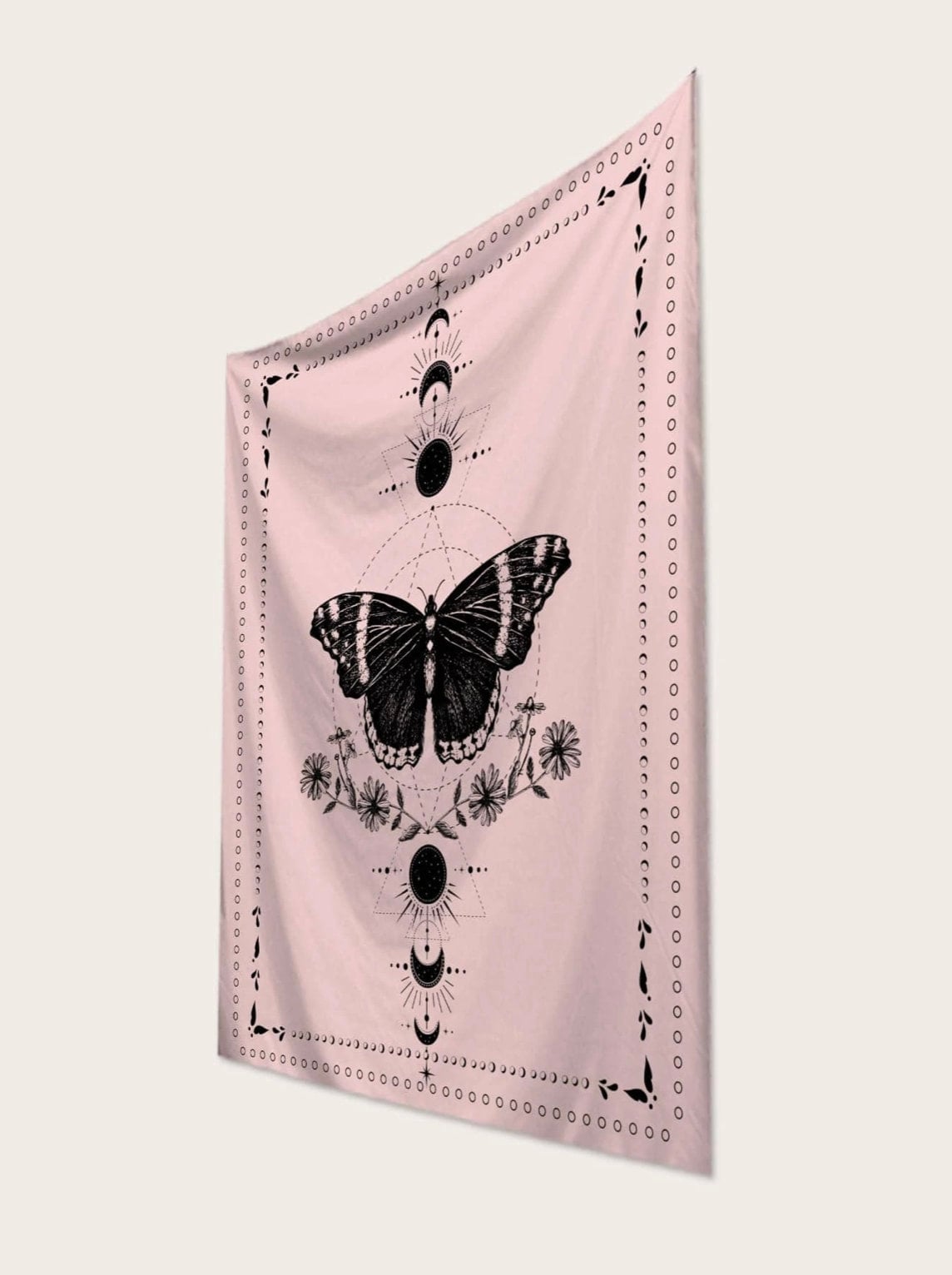 LARGE Pink Butterfly Tapestry | Cute Tapestry | Sun and Moon Phases ...