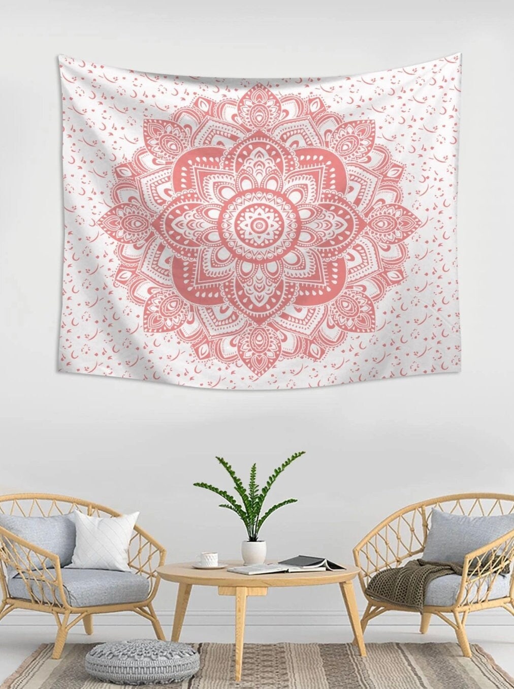 LARGE Pink Mandala Print Tapestry Cute Tapestry Girls - Etsy