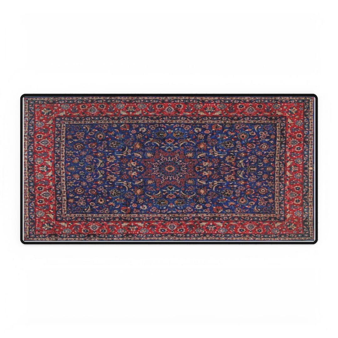 Persian Rug Desk Mat, Red Blue Mouse Pad, Boho Chic Office Decor, Desk ...