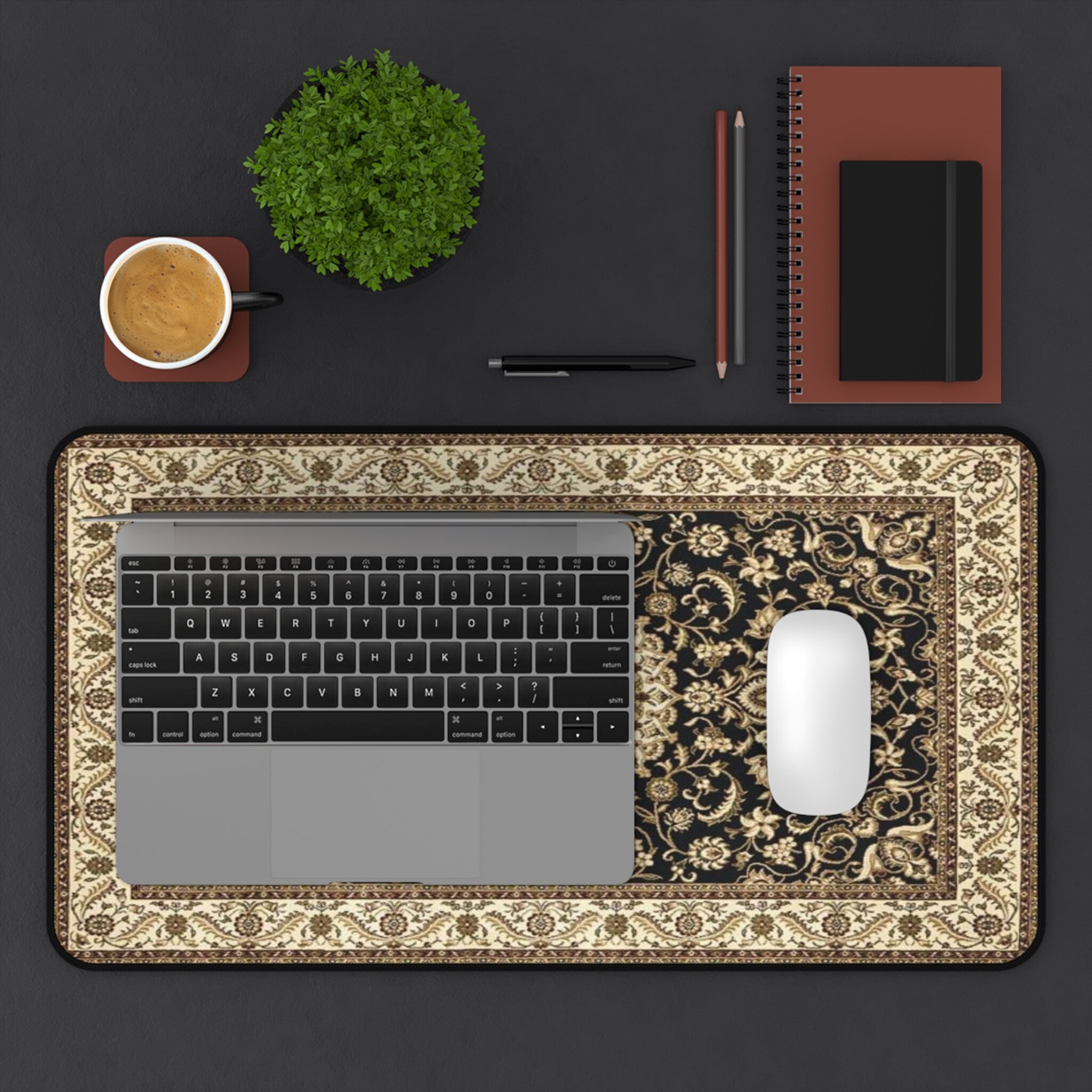 Black and Beige Persian Rug Desk Mat - Etsy