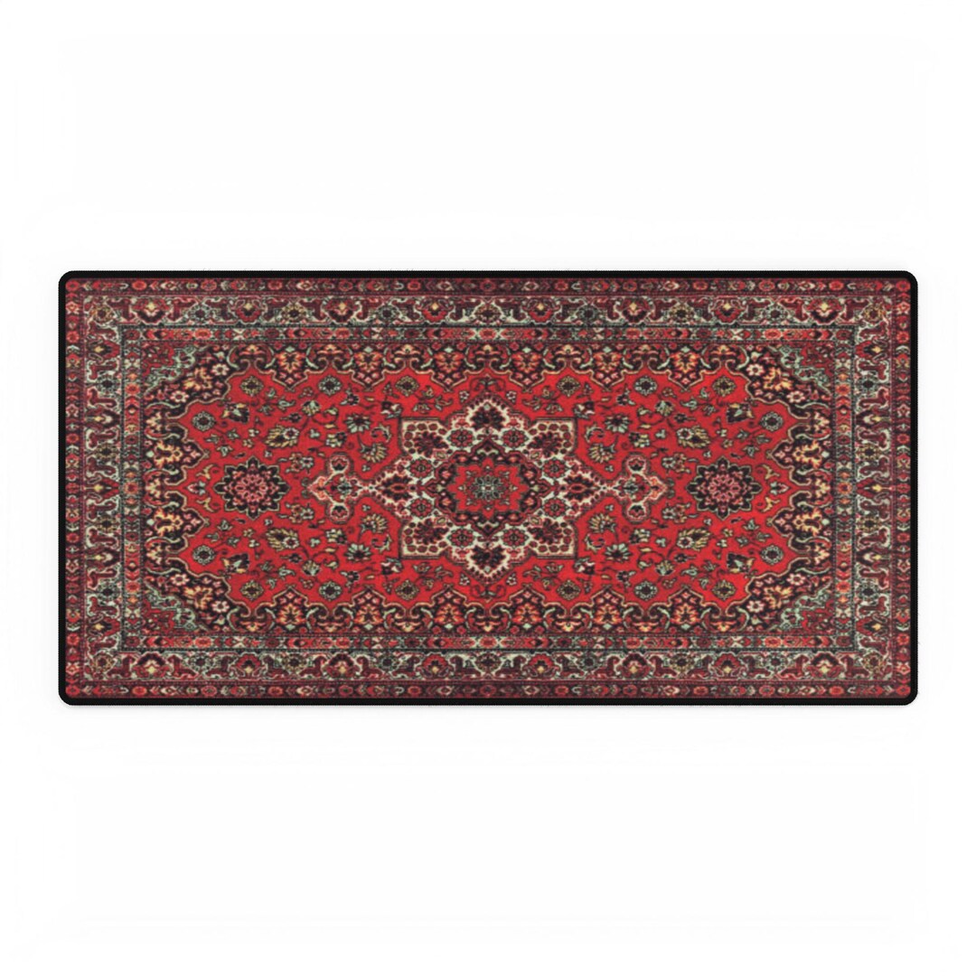 Red Persian Rug Desk Mat: Boho Chic Office Decor - Etsy