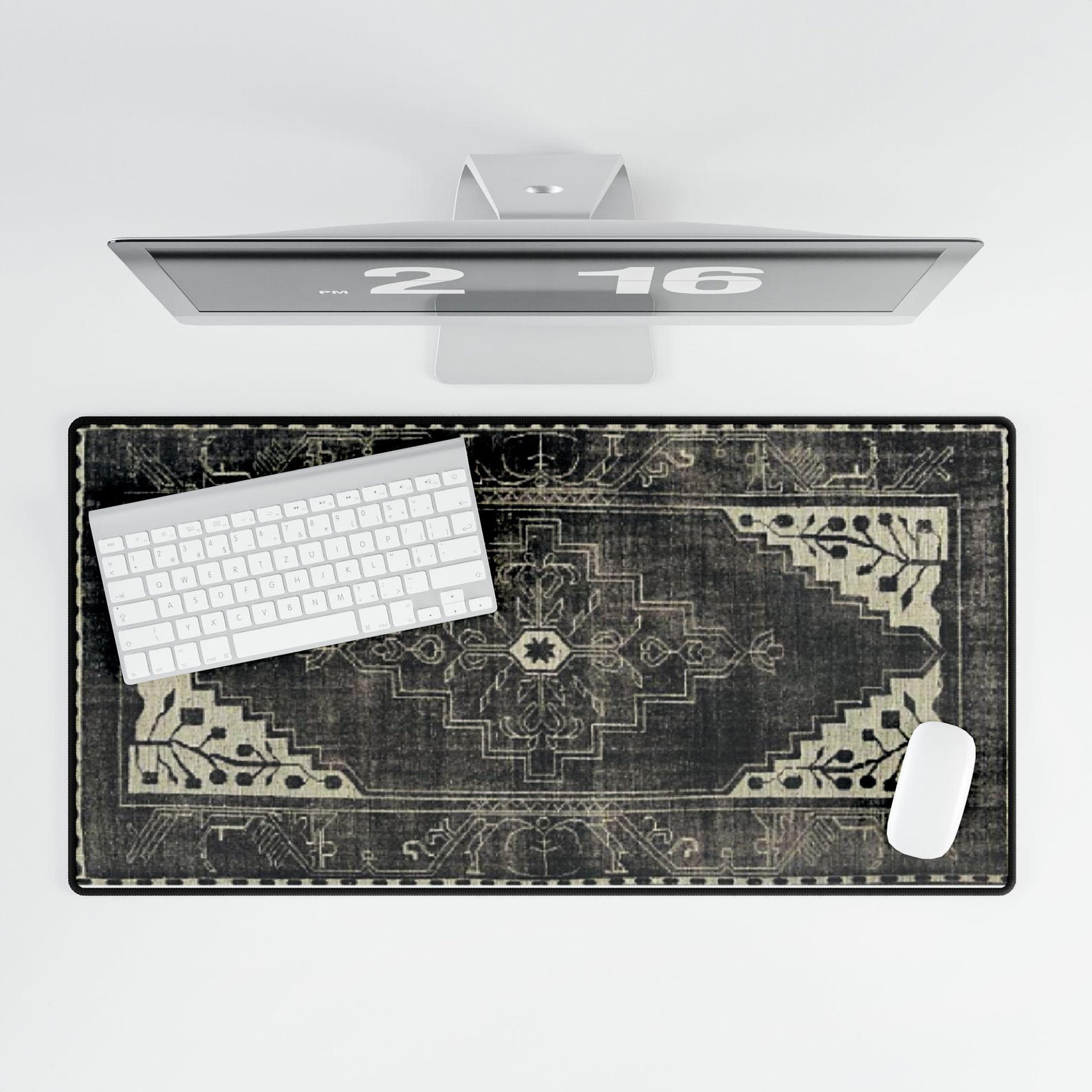 Black & White Persian Rug Desk Mat: Boho Office Decor - Etsy