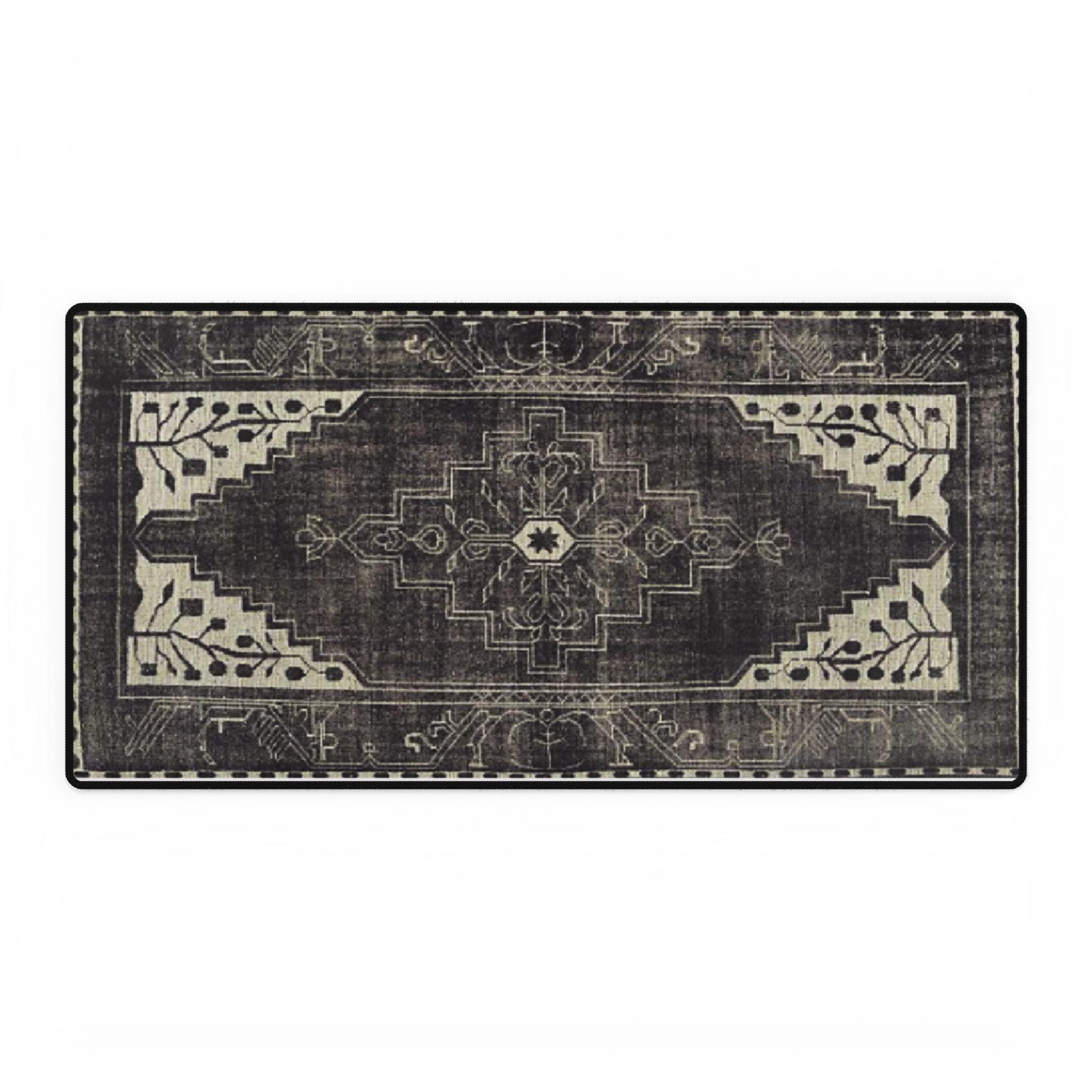 Black & White Persian Rug Desk Mat: Boho Office Decor - Etsy
