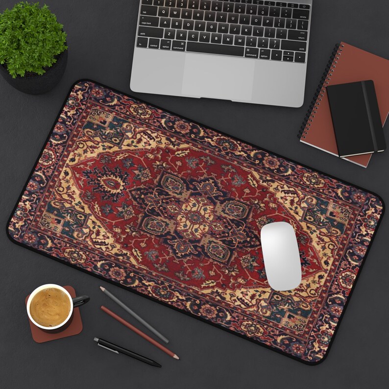 Red and Blue Persian Rug Desk Mat - Etsy