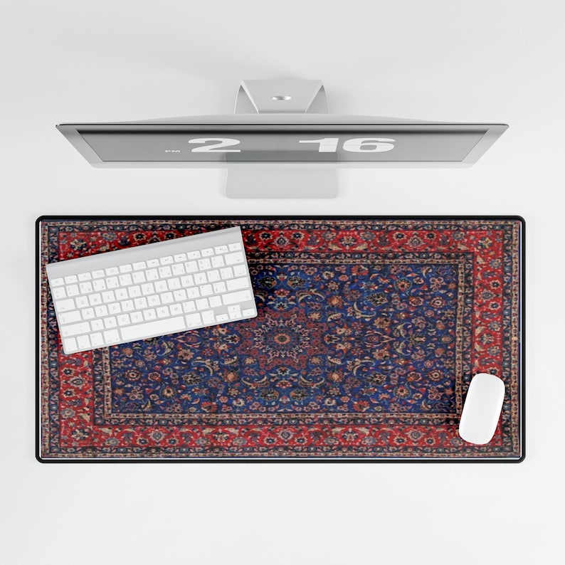 Persian Rug Desk Mat, Red Blue Mouse Pad, Boho Chic Office Decor, Desk ...