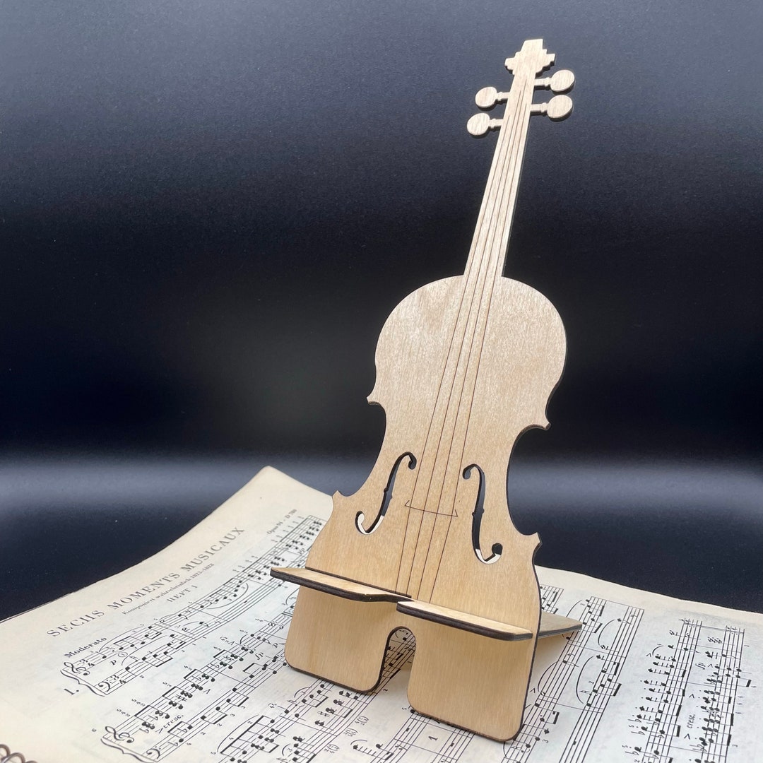 Music Cell Phone Stand/ Wooden Phone Dock/ Violin Phone Holder/ Gift ...