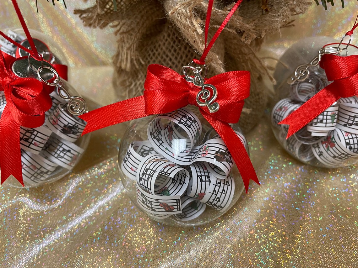 Handmade, Personalized Glass Music Sheet Christmas Ornament With Treble ...