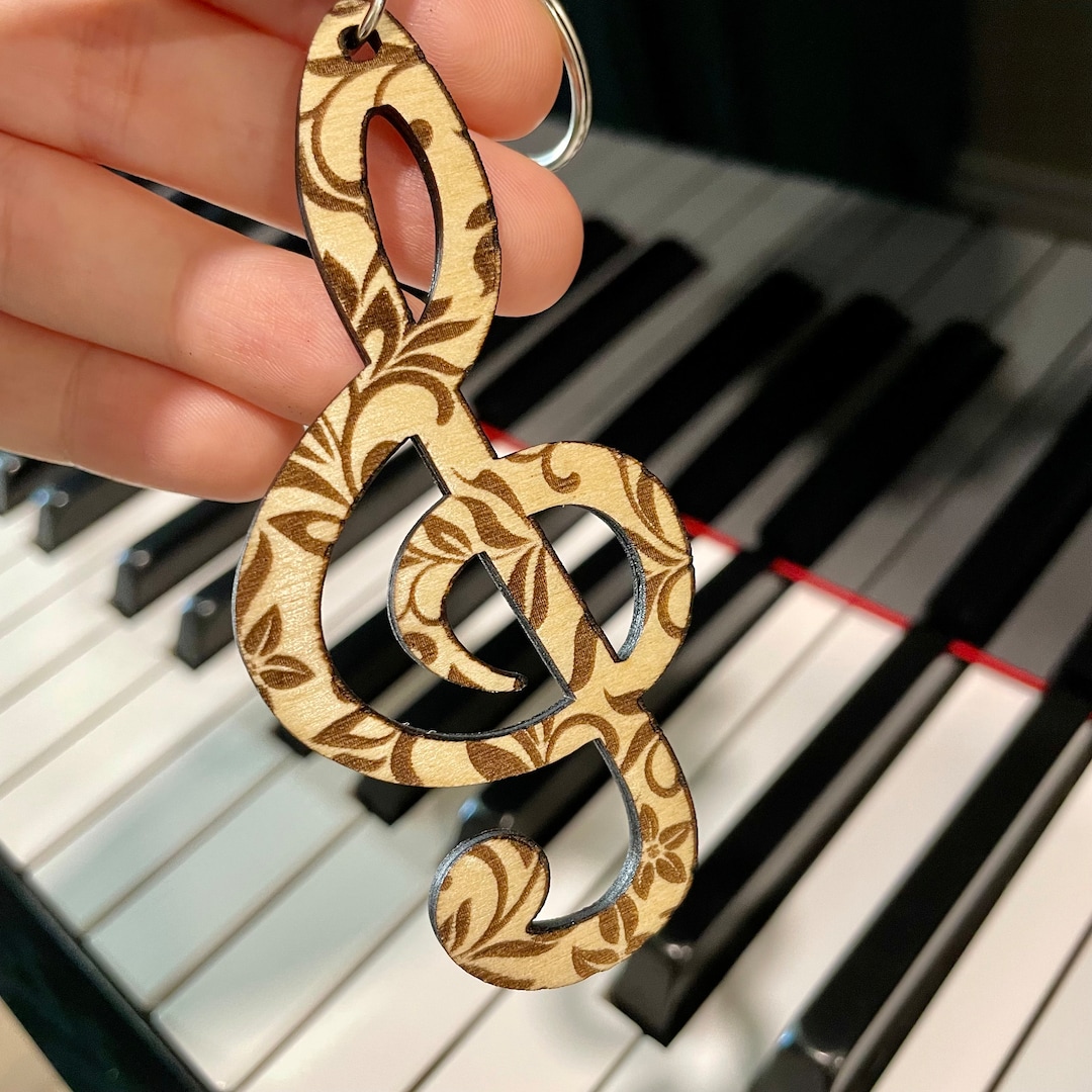 Wooden Treble Clef Keychain, Music Note Keychain, Alto Clef Keychain ...