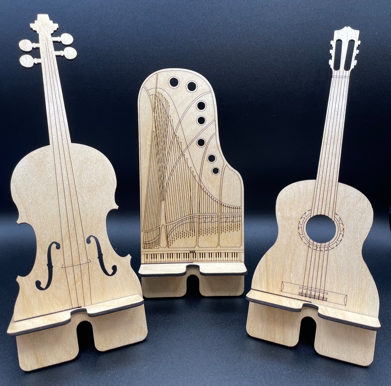 Music Cell Phone Stand/ Wooden Phone Dock/ Violin Phone Holder/ Gift ...