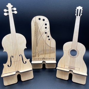 Music Cell Phone Stand/ Wooden Phone Dock/ Violin Phone Holder/ Gift ...