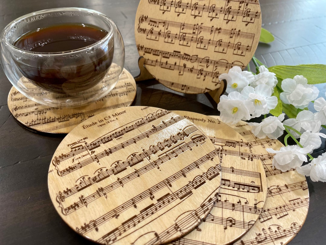 Engraved Music Notes Wooden Coasters, Baltic Birch Wood - Etsy
