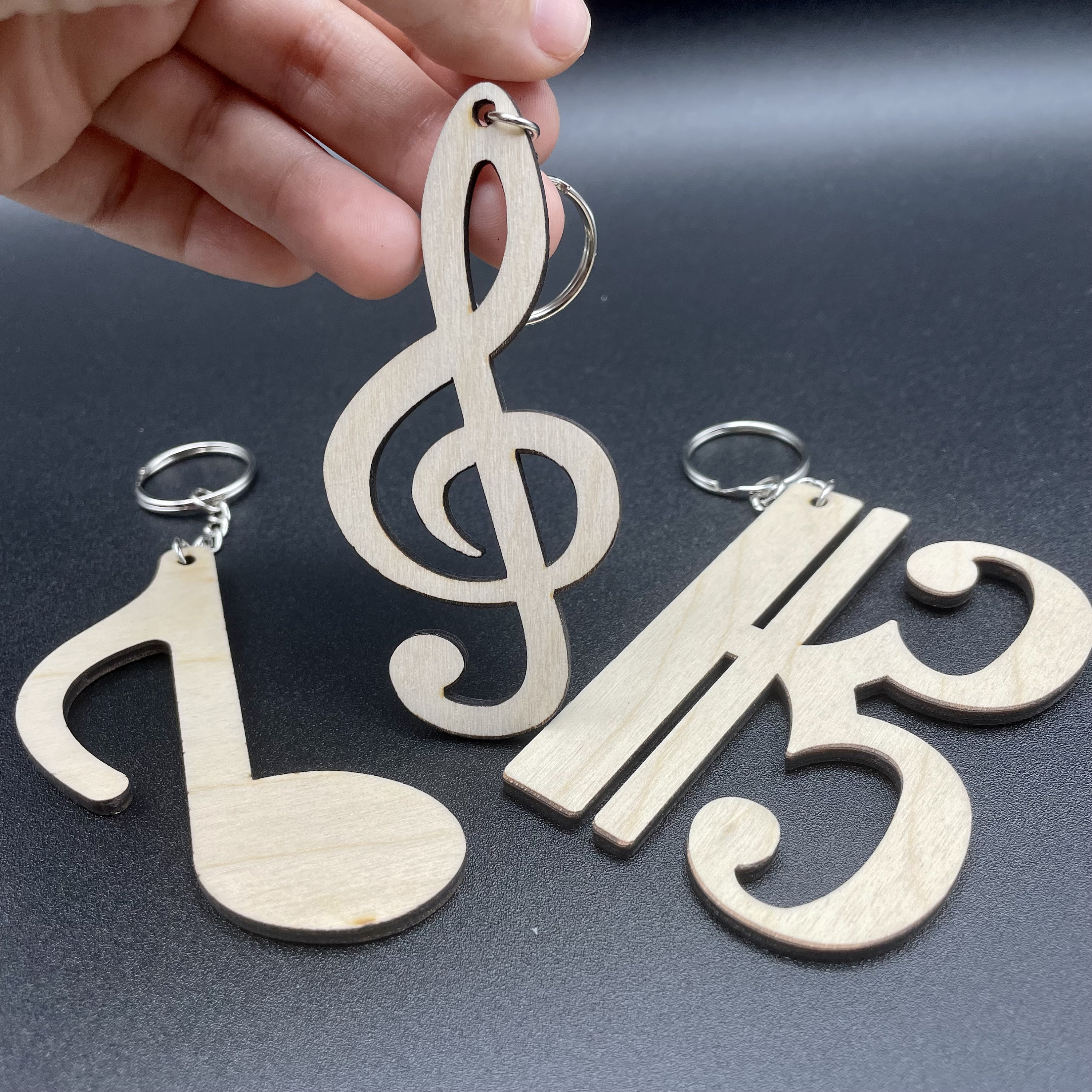 Personalized Wooden Treble Clef Keychain Music Note Keychain - Etsy