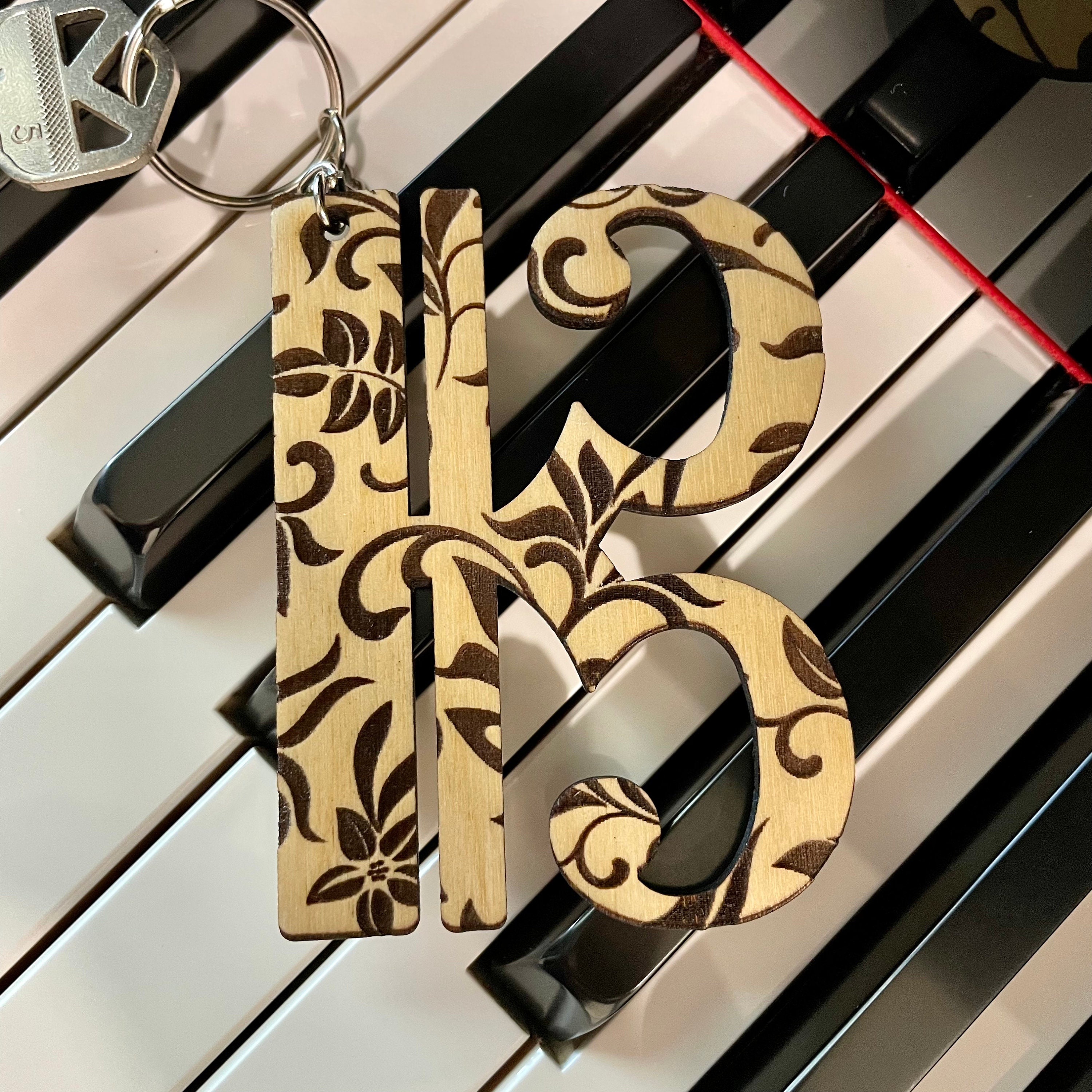 Wooden Treble Clef Keychain, Music Note Keychain, Alto Clef Keychain ...