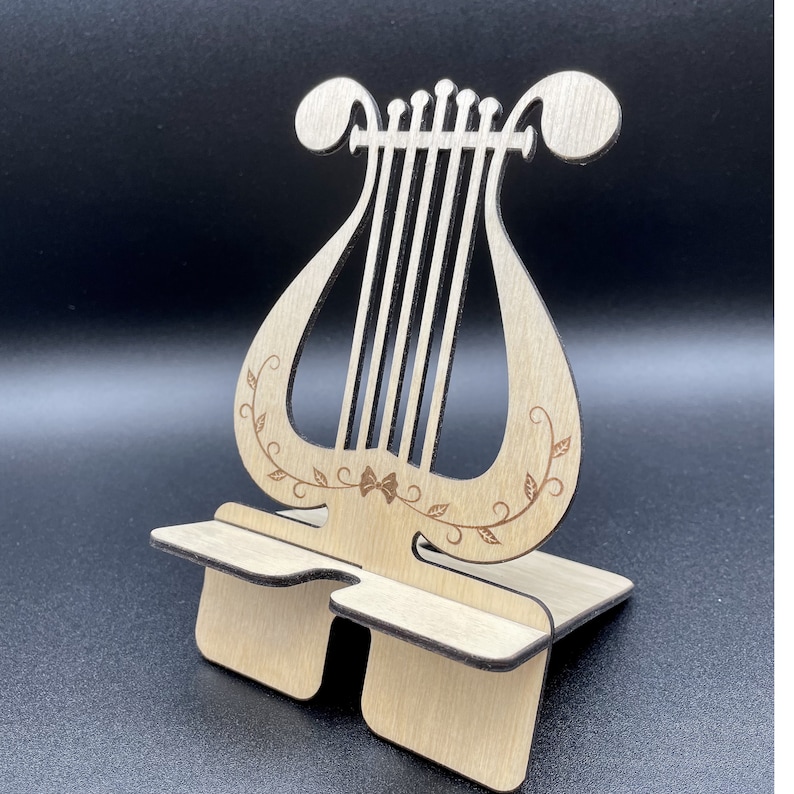 Music Cell Phone Stand/ Wooden Phone Dock/ Harp Phone Holder/ Gift ...