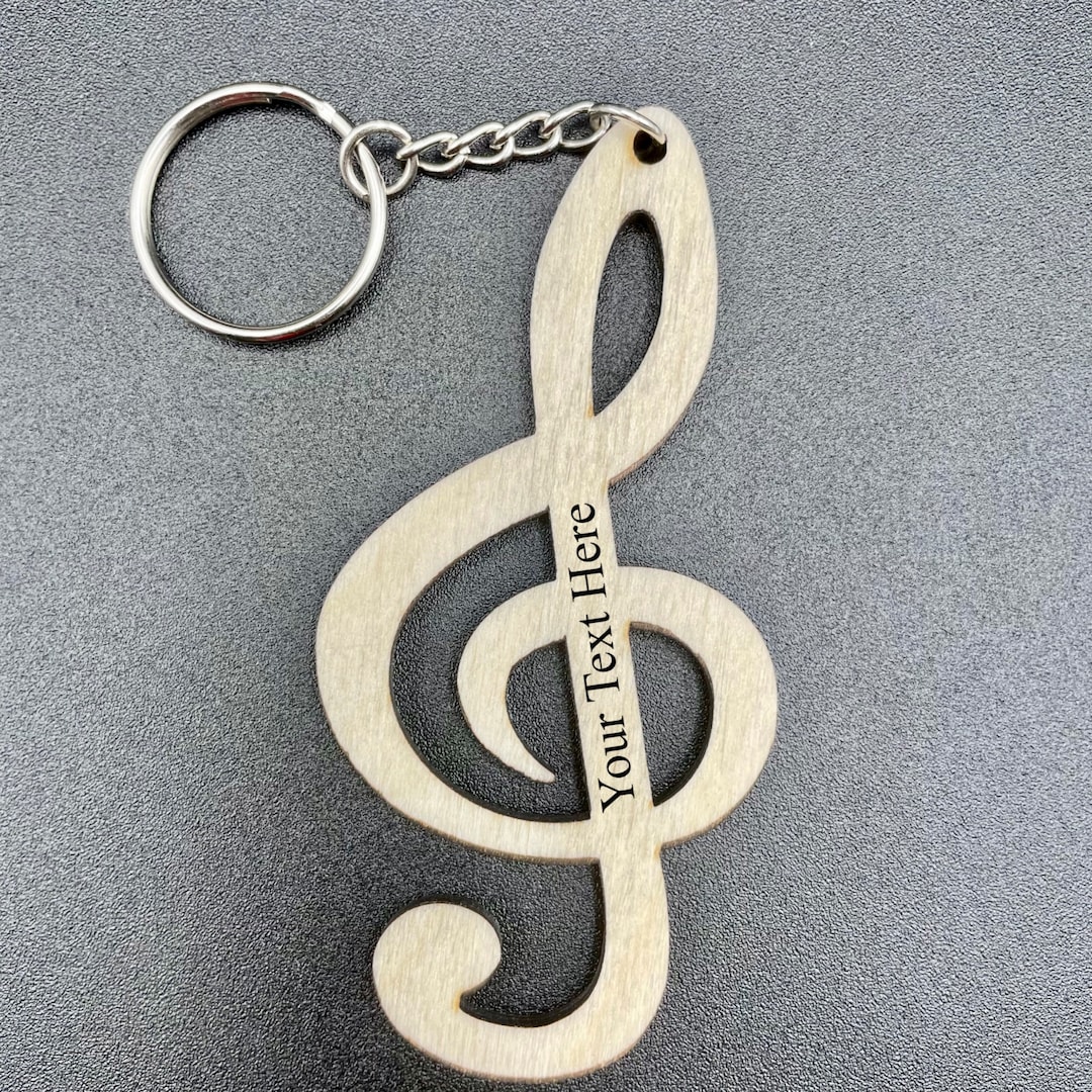 Personalized Wooden Treble Clef Keychain, Music Note Keychain, Alto ...